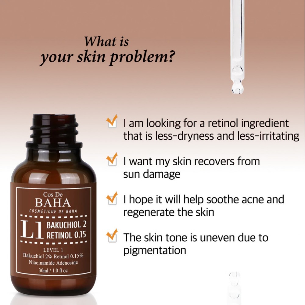 Cos De BAHA L1 Bakuchiol & Retinol Serum 30ml Антивікова сироватка з ...